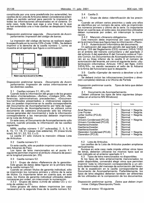 Resolución de 19 de junio de 2001, del Departamento de Aduanas e ...